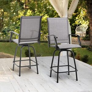 Timechee Set of 8 Outdoor Swivel Bar Stools, Height Patio Chairs Patio Bistro Stools, All Weather Patio Bar Set for Bistro Lawn, Garden, Backyard (8, Grayish Brown)