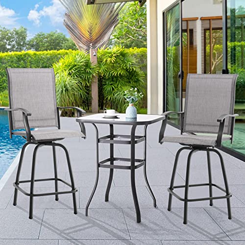 Timechee Set of 8 Outdoor Swivel Bar Stools, Height Patio Chairs Patio Bistro Stools, All Weather Patio Bar Set for Bistro Lawn, Garden, Backyard (8, Grayish Brown)