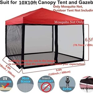 Tappio Mosquito Net with Zipper for Outdoor Camping Mosquito Net DIY Canopy Screen Wall Outdoor Mosquito Net for 10 x 10' Patio Gazebo and Tent (Only Mosquito Net Outdoor Tent Not Including)