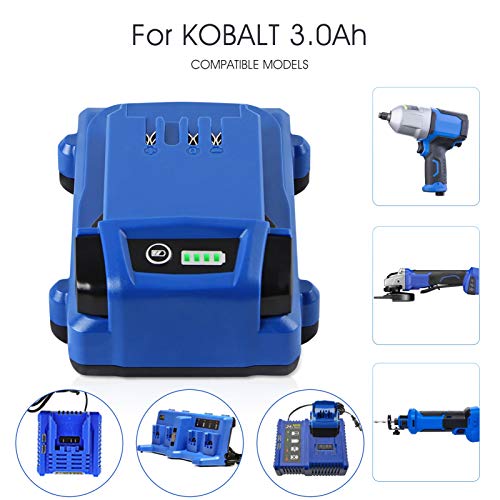 【Upgrade】 2Pack 24V 3.0Ah High Capacity Replace Battery for Kobalt 24V Battery Max KB624-03 KB524-03 KB424-03 KB224-03 Lithium Ion Cordless Tools Battery[Can't FIT Snow Joe &Sun Joe &Chain Saw]