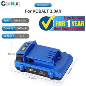 【Upgrade】 2Pack 24V 3.0Ah High Capacity Replace Battery for Kobalt 24V Battery Max KB624-03 KB524-03 KB424-03 KB224-03 Lithium Ion Cordless Tools Battery[Can't FIT Snow Joe &Sun Joe &Chain Saw]