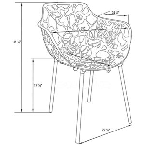 LeisureMod Devon Modern Aluminum Indoor-Outdoor Stackable Patio Dining Armchair, Orange