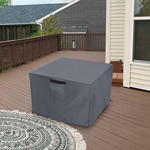 Dalema 32 Inch Square Outdoor Table Cover,100% Waterproof Heavy Duty Patio Square Fire Pit Cover,Outside Furniture Protector Covers For Square Table/Fire Pit(32" x 32" x 24",Grey).