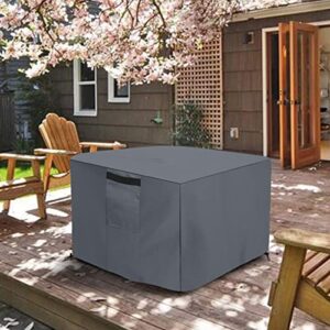 Dalema 32 Inch Square Outdoor Table Cover,100% Waterproof Heavy Duty Patio Square Fire Pit Cover,Outside Furniture Protector Covers For Square Table/Fire Pit(32" x 32" x 24",Grey).