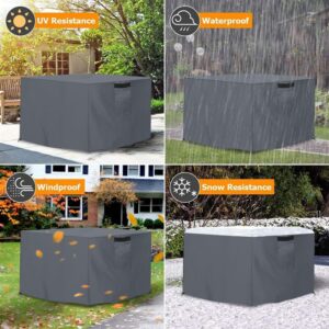 Dalema 32 Inch Square Outdoor Table Cover,100% Waterproof Heavy Duty Patio Square Fire Pit Cover,Outside Furniture Protector Covers For Square Table/Fire Pit(32" x 32" x 24",Grey).