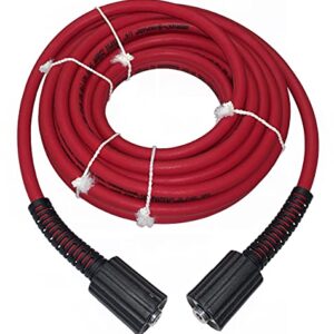 Red UBERFLEX Kink Resistant Pressure Washer Hose 1/4" x 30' 3,700 PSI with (2) 22MM