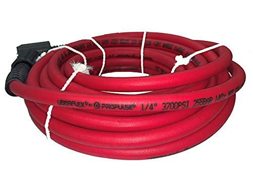 Red UBERFLEX Kink Resistant Pressure Washer Hose 1/4" x 30' 3,700 PSI with (2) 22MM