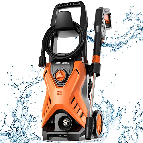 Rock&Rocker Electric Pressure Washer, Power Washer 2150 PSI 1.6 GPM Portable Car Washer Machine with Adjustable Spray Nozzle, Foam Cannon, Ideal for Home/Car/Driveway/Patio Cleaning, Orange (HX13S)