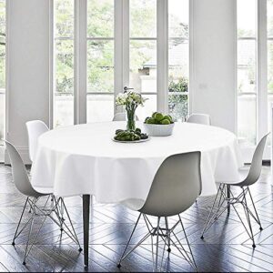 Hiasan White Round Tablecloth 60 Inch - Waterproof Stain Resistant Spillproof Polyester Fabric Table Cloth for Dining Room Kitchen Parties