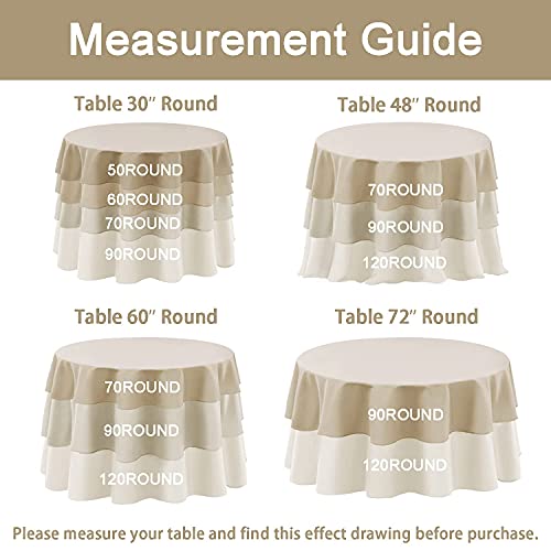 Hiasan White Round Tablecloth 60 Inch - Waterproof Stain Resistant Spillproof Polyester Fabric Table Cloth for Dining Room Kitchen Parties