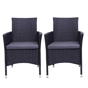 baiwang outdoor patio wicker dining chairs 2 piece set, pe rattan single sofa chair, patio furniture set, outdoor wicker bistro set rattan chairs for patio, garden, patio, deck, lawn