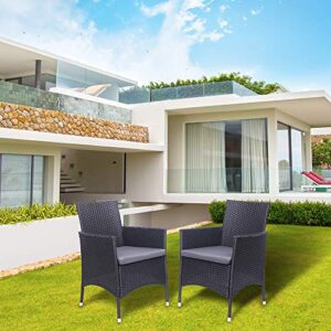 BaIWaNG Outdoor Patio Wicker Dining Chairs 2 Piece Set, PE Rattan Single Sofa Chair, Patio Furniture Set, Outdoor Wicker Bistro Set Rattan Chairs for Patio, Garden, Patio, Deck, Lawn