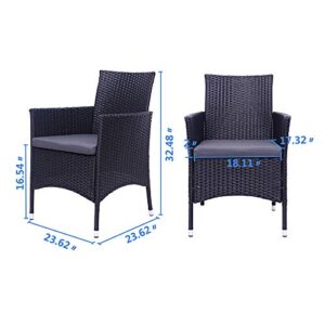 BaIWaNG Outdoor Patio Wicker Dining Chairs 2 Piece Set, PE Rattan Single Sofa Chair, Patio Furniture Set, Outdoor Wicker Bistro Set Rattan Chairs for Patio, Garden, Patio, Deck, Lawn