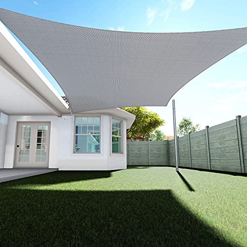 TANG Sunshades Depot 8' x 8' Light Grey Sun Shade Sail Square Permeable Canopy Customize Commercial Standard 180 GSM HDPE