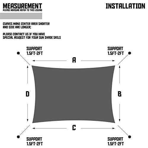 TANG Sunshades Depot 8' x 8' Light Grey Sun Shade Sail Square Permeable Canopy Customize Commercial Standard 180 GSM HDPE