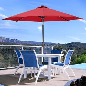 Sunoutife 10FT Patio Umbrella with Solar Lights, 40 LED Large Outdoor Table Umbrella with Tilt Adjustment and Crank for Market Garden Backyard & Pool