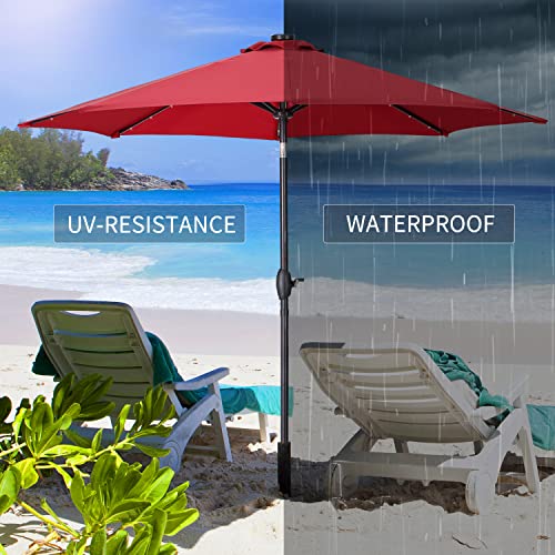 Sunoutife 10FT Patio Umbrella with Solar Lights, 40 LED Large Outdoor Table Umbrella with Tilt Adjustment and Crank for Market Garden Backyard & Pool