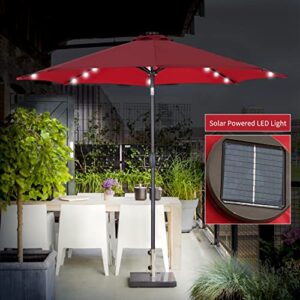 Sunoutife 10FT Patio Umbrella with Solar Lights, 40 LED Large Outdoor Table Umbrella with Tilt Adjustment and Crank for Market Garden Backyard & Pool