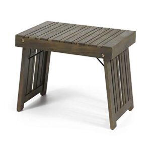 christopher knight home howard outdoor acacia wood folding side table, gray finish