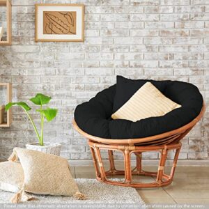 Bextile Papasan Chair Cushion Only, Thickened Round Papasan Chair Cushion, Leisure Papasan Seat Cushion with Square Pillow (Black)