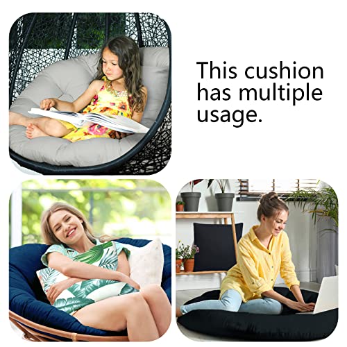 Bextile Papasan Chair Cushion Only, Thickened Round Papasan Chair Cushion, Leisure Papasan Seat Cushion with Square Pillow (Black)