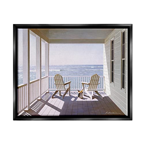 Stupell Industries Porch Chairs Overlooking the Tide Realistic Painting, Design by Zhen-Huan Lu