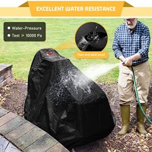 Riding Lawn Mower Cover, Heavy Duty Waterproof Polyester Oxford Tractor Cover UV & Dust & Water Resistant,Universal Fit Decks up to 54" with Drawstring & Storage Bag (Black)