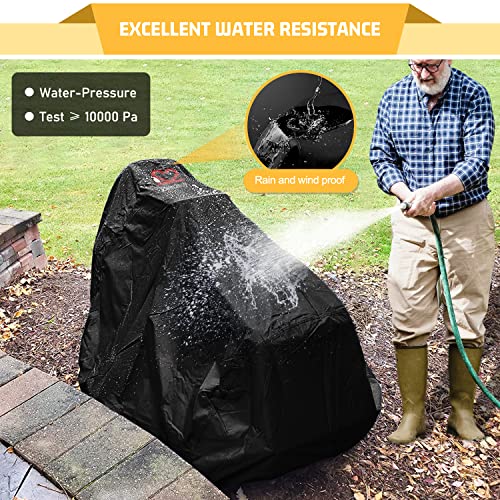 Riding Lawn Mower Cover, Heavy Duty Waterproof Polyester Oxford Tractor Cover UV & Dust & Water Resistant,Universal Fit Decks up to 54" with Drawstring & Storage Bag (Black)