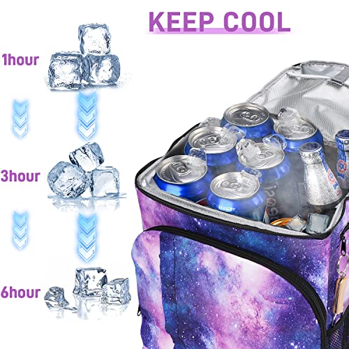 Cooler Backpack 45 Cans Roomy Backpack Coolers Insulated Leak Proof, Large Picnic Backpack Cooler, Soft Sided Cooler for Women, Camping Cooler Backpack Coolers (Galaxy)