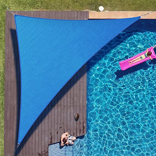 ColourTree 24' x 24' x 33.9' Blue Sun Shade Sail Right Triangle Canopy Awning Shelter Fabric Screen - UV Block UV Resistant Heavy Duty Commercial Grade - Outdoor Patio Carport - (We Make Custom Size)