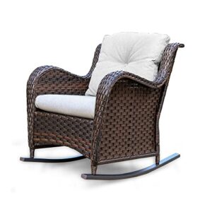 HAPLIFE Patio Rattan Rocking Chair Club Rocker Wicker Outdoor Furniture Set Water-Resistant, Brown