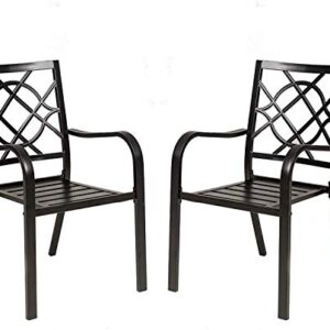 SOLAURA Patio Dining Chairs of 2, Outdoor Patio Furniture Chair Wrought Iron Patio Bistro Chairs, Patio Chairs for Garden, Lawn, Backyard, Porch, Balcony, Deck