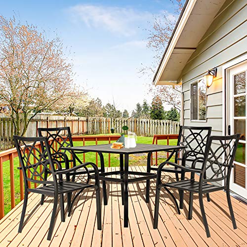 SOLAURA Patio Dining Chairs of 2, Outdoor Patio Furniture Chair Wrought Iron Patio Bistro Chairs, Patio Chairs for Garden, Lawn, Backyard, Porch, Balcony, Deck