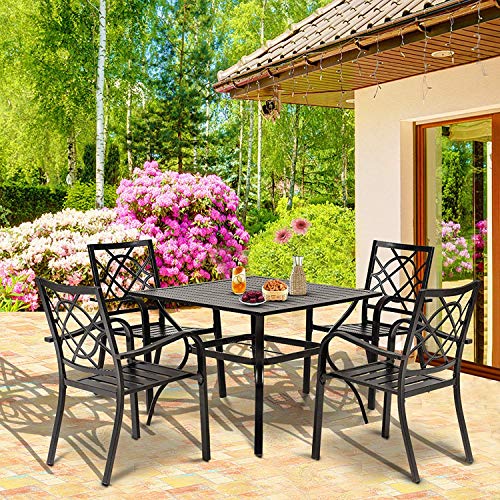 SOLAURA Patio Dining Chairs of 2, Outdoor Patio Furniture Chair Wrought Iron Patio Bistro Chairs, Patio Chairs for Garden, Lawn, Backyard, Porch, Balcony, Deck