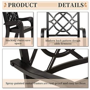 SOLAURA Patio Dining Chairs of 2, Outdoor Patio Furniture Chair Wrought Iron Patio Bistro Chairs, Patio Chairs for Garden, Lawn, Backyard, Porch, Balcony, Deck