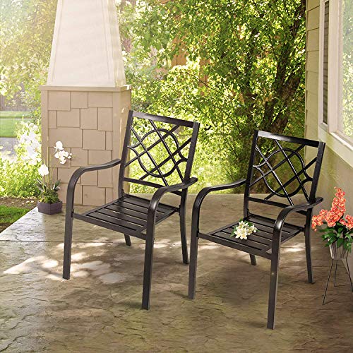 SOLAURA Patio Dining Chairs of 2, Outdoor Patio Furniture Chair Wrought Iron Patio Bistro Chairs, Patio Chairs for Garden, Lawn, Backyard, Porch, Balcony, Deck