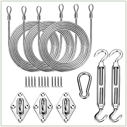 ColourTree 6 Inch Hardware Kit for Triangle Sun Shade Sail Canopy Installation Complete Set, with 12' Long Extension Cable Wires, 316 Stainless Steel, Anti Rust