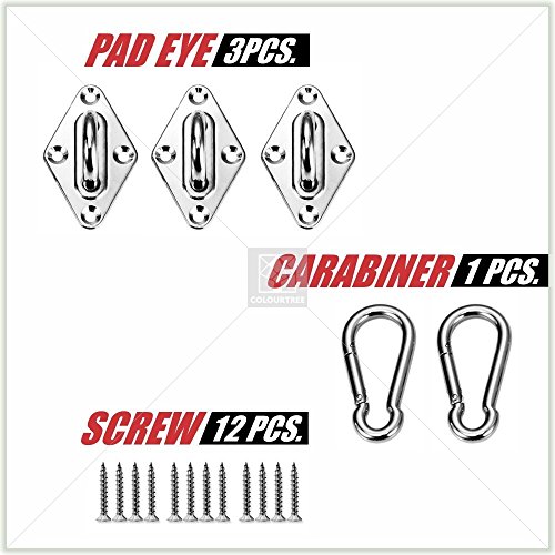 ColourTree 6 Inch Hardware Kit for Triangle Sun Shade Sail Canopy Installation Complete Set, with 12' Long Extension Cable Wires, 316 Stainless Steel, Anti Rust