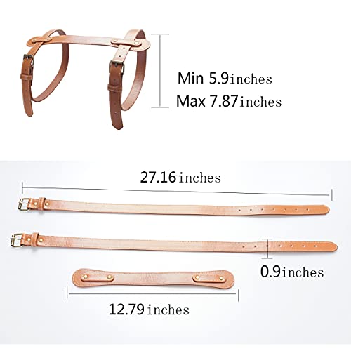 PU Leather Handle Outdoor Picnic Blanket Carry Strap Camping Travel Rug Carrier Blanket Motorcycle Tour Yoga Mat Luggage Belt (Light Brown)