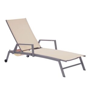 fuzofuiz patio lounge chair, textilene aluminum pool lounge chair, patio chaise lounge with armrests and wheels for patio backyard porch garden poolside