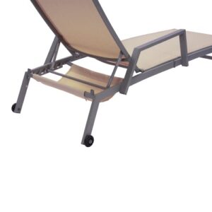 FUZOFUIZ Patio Lounge Chair, Textilene Aluminum Pool Lounge Chair, Patio Chaise Lounge with Armrests and Wheels for Patio Backyard Porch Garden Poolside