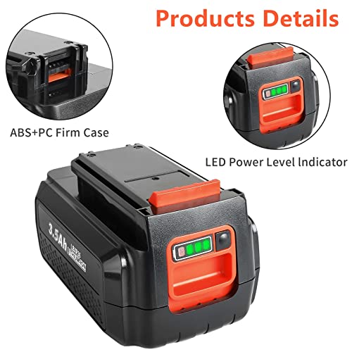 Upgrade 3500mAh 40V LBXR36 Battery Replacement for Black & Decker 40V Max Lithium Battery LBXR36 LBX2040 LBXR2036 LBX1540 LBX2540 Tools LST136 LHT2436B LSW36 LCC340C LCS1240B Tool Power Battery