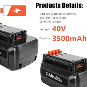 Upgrade 3500mAh 40V LBXR36 Battery Replacement for Black & Decker 40V Max Lithium Battery LBXR36 LBX2040 LBXR2036 LBX1540 LBX2540 Tools LST136 LHT2436B LSW36 LCC340C LCS1240B Tool Power Battery