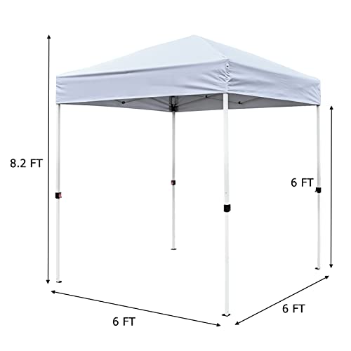 Outmotd 6x6 Pop-up Tent with Carry Bag, Ground Stakes, Outdoor Canopies Instant Party Gazebo, White