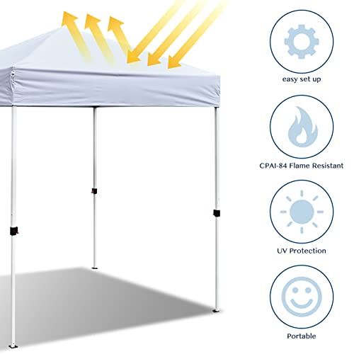 Outmotd 6x6 Pop-up Tent with Carry Bag, Ground Stakes, Outdoor Canopies Instant Party Gazebo, White