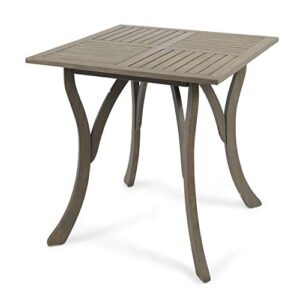 christopher knight home baia outdoor acacia wood square dining table, gray