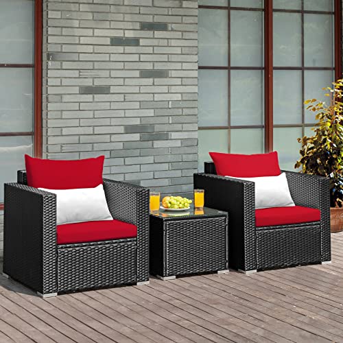 n/a 3PCS Patio Rattan Wicker Furniture Set Sofa Table Cushioned Seat Coffee Table Single Sofa (Color : B)