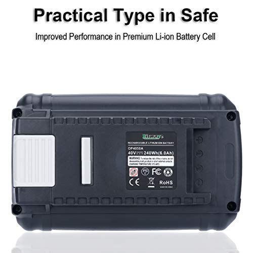 Biswaye 40V 6Ah Lithium Battery Replacement for Ryobi 40V Battery OP4040 OP40601 OP4026 OP40261 OP40401 OP40501 OP4015 OP40602 OP40404 OP40603 Compatible with Ryobi 40V Cordless Power Tools