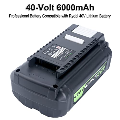 Biswaye 40V 6Ah Lithium Battery Replacement for Ryobi 40V Battery OP4040 OP40601 OP4026 OP40261 OP40401 OP40501 OP4015 OP40602 OP40404 OP40603 Compatible with Ryobi 40V Cordless Power Tools