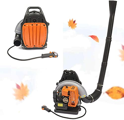 Futchoy Commercial Backpack Leaf Blower, 65CC 2-Stroke Gasoline Powered Blower with Adjustable Outlet Length Nozzle, Suitable for Domestic and Industrial Use